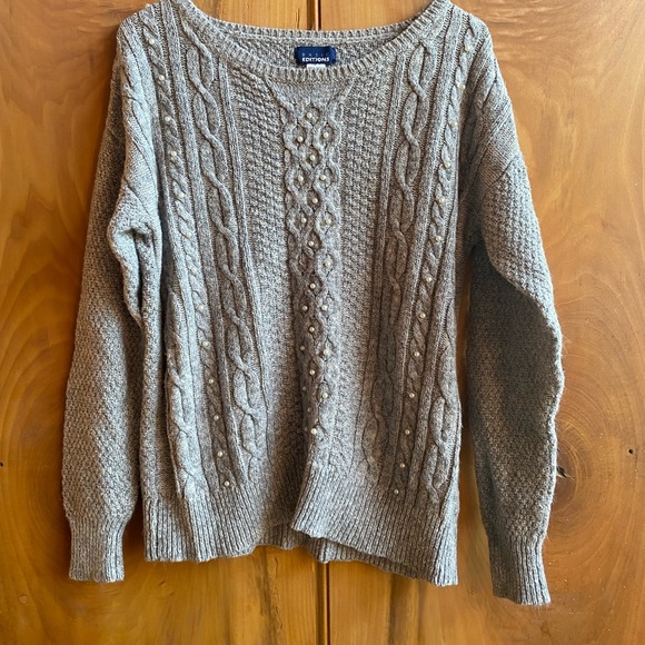 Basic Editions | Sweaters | Basic Editions Grey Cableknit Sweater ...
